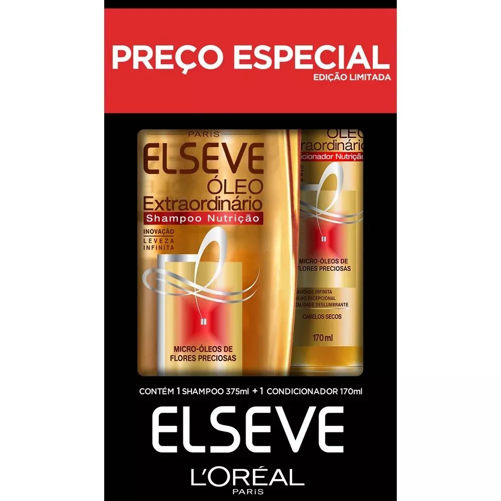 Kit Elseve Óleo Extraordinario Shampoo 375ml e Condicionador 170ml ...