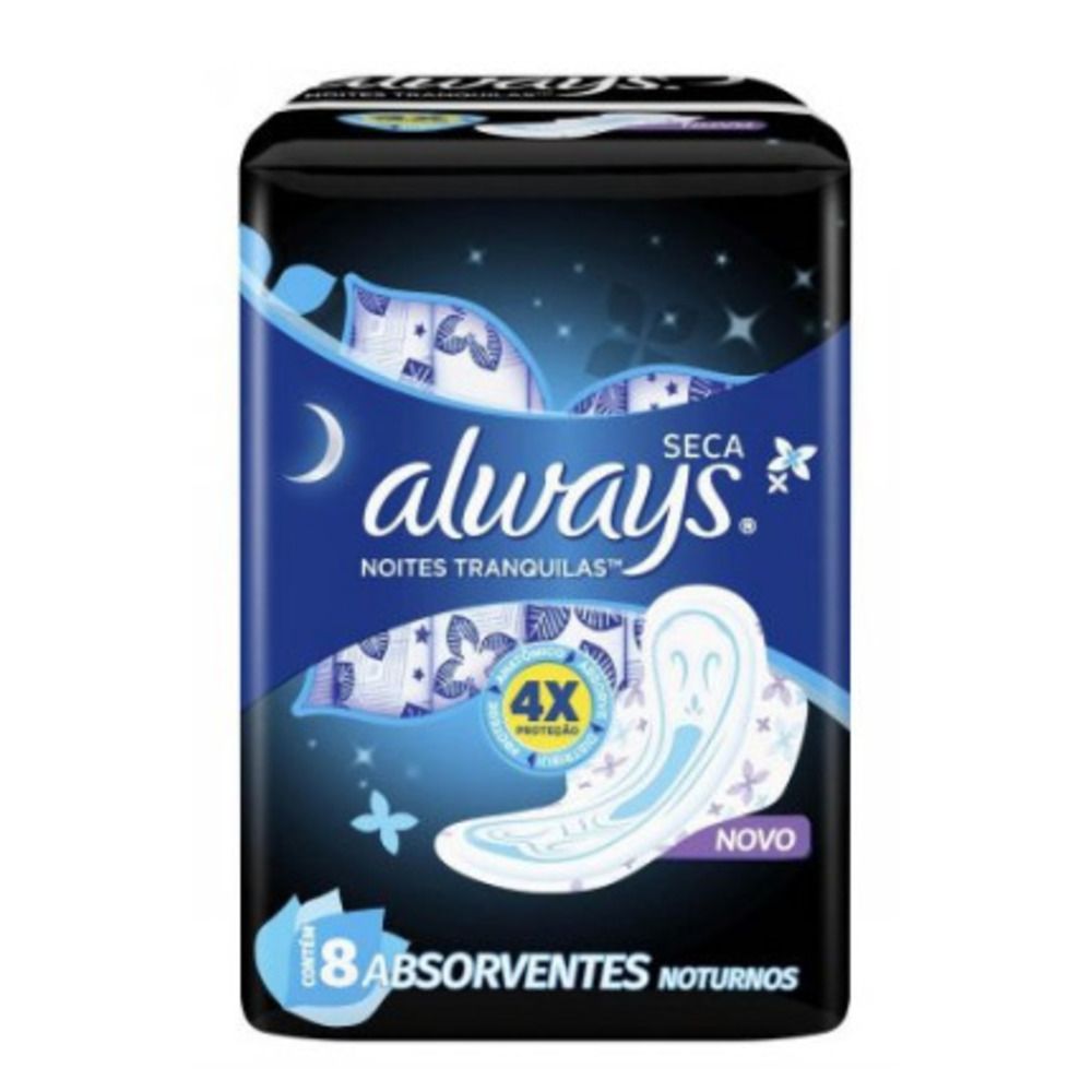 Absorvente com Abas Always Proteção Total Noturno - 8un | Fikbella ...