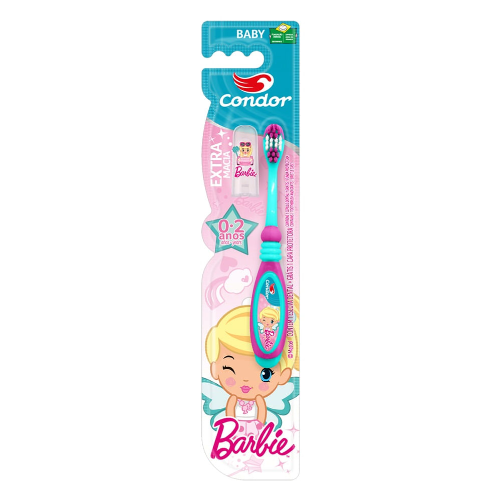 Escova Dental Baby Barbie Com Capa Condor | Fikbella - fikbella
