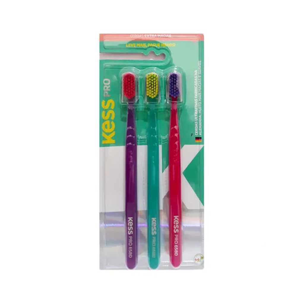 Kit Escova Dental Extra Macia Kess - 3 unidades | Fikbella - fikbella