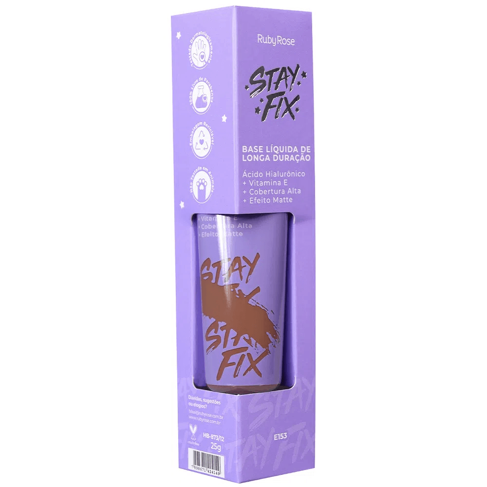 Base Líquida Stay Fix E153 Ruby Rose | Fikbella Cosméticos - fikbella